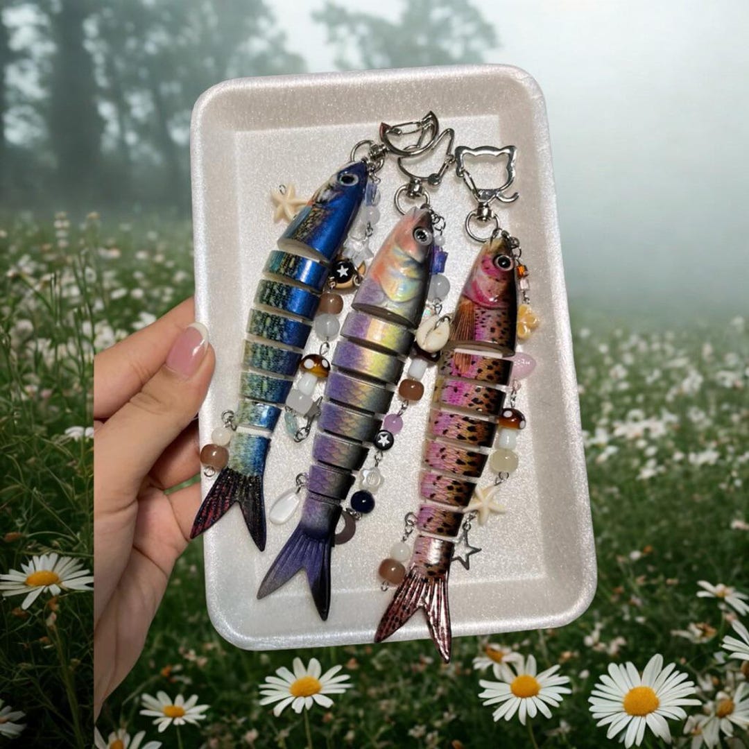 Colorful Fish Keychain | Long Fish Handmade Ocean Charm - Etsy