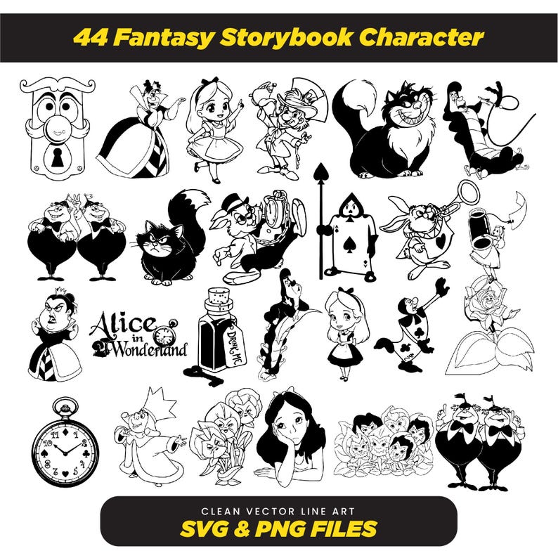 44 Fantasy Storybook Character SVG Bundle | Wonderland Girl Clipart ...