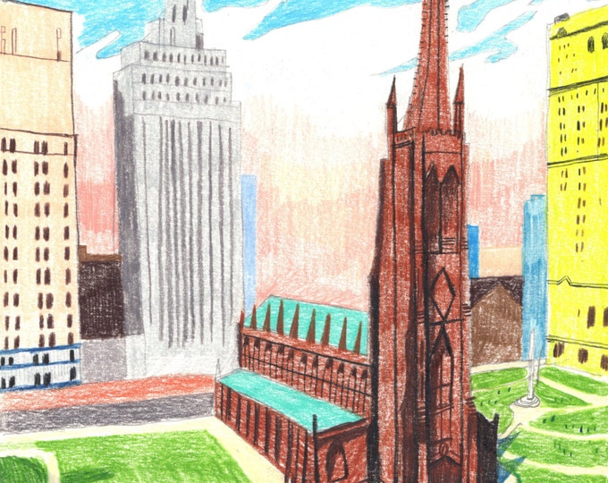 Trinity Church. New York City. Colored Pencil on Bristol Board. 8 X 10 ...