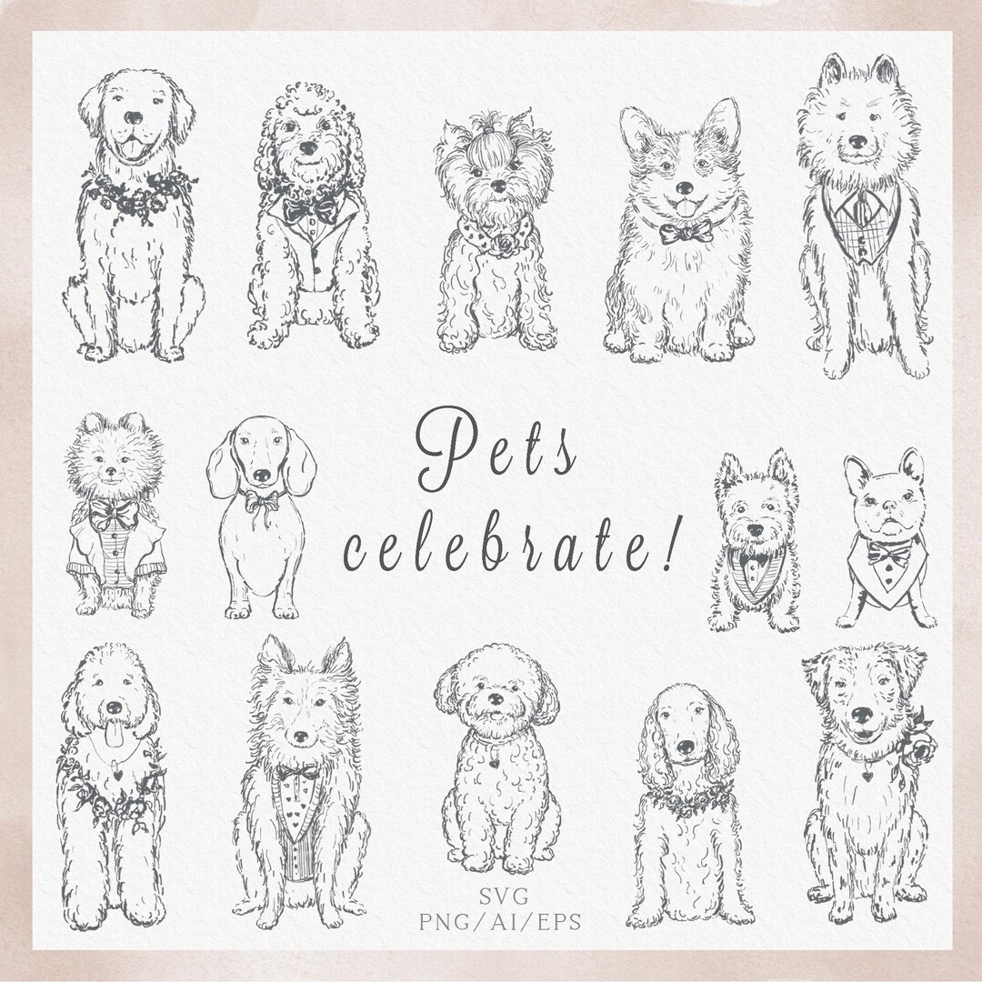 Pet Drawing Clipart, Line Art Pets (PNG, SVG, EPS) Digital Download - Etsy