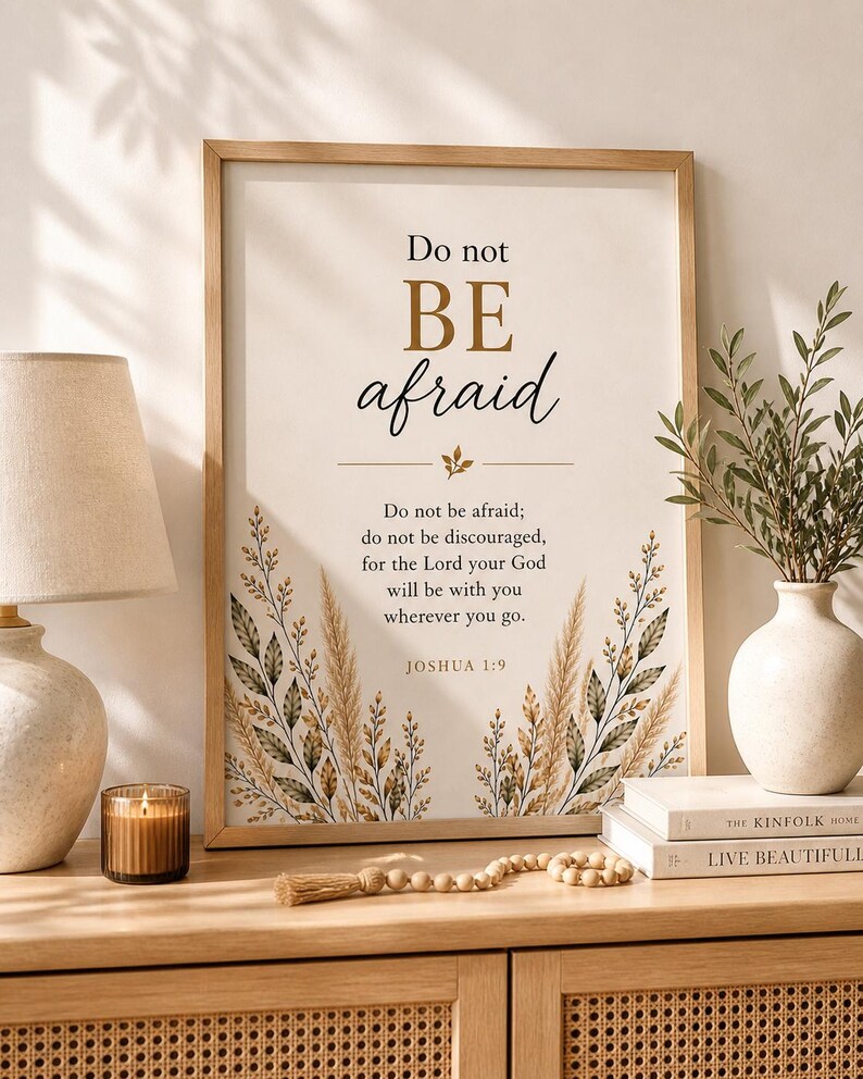 Bible Verse Print, Joshua 1:9, Do Not Fear Scripture, Encouragement ...