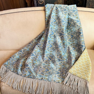 Green Blue Throw Blanket, Spring Fabric Blanket, Southern Designer ...