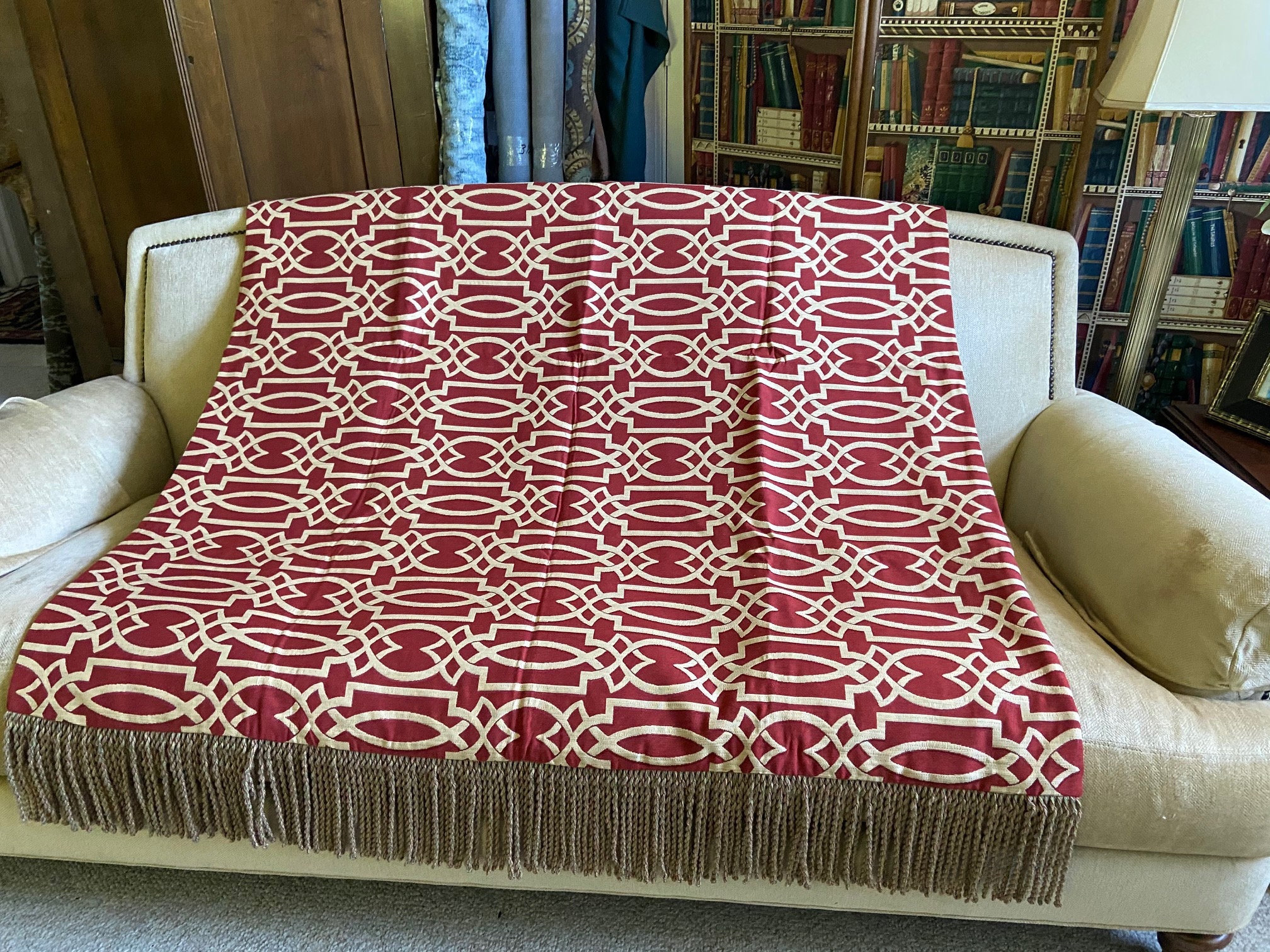 Red White Geometric Throw Blanket Medium Weight Contemporary - Etsy Norway