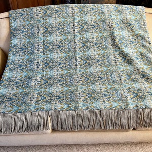 Green Blue Throw Blanket, Spring Fabric Blanket, Southern Designer ...