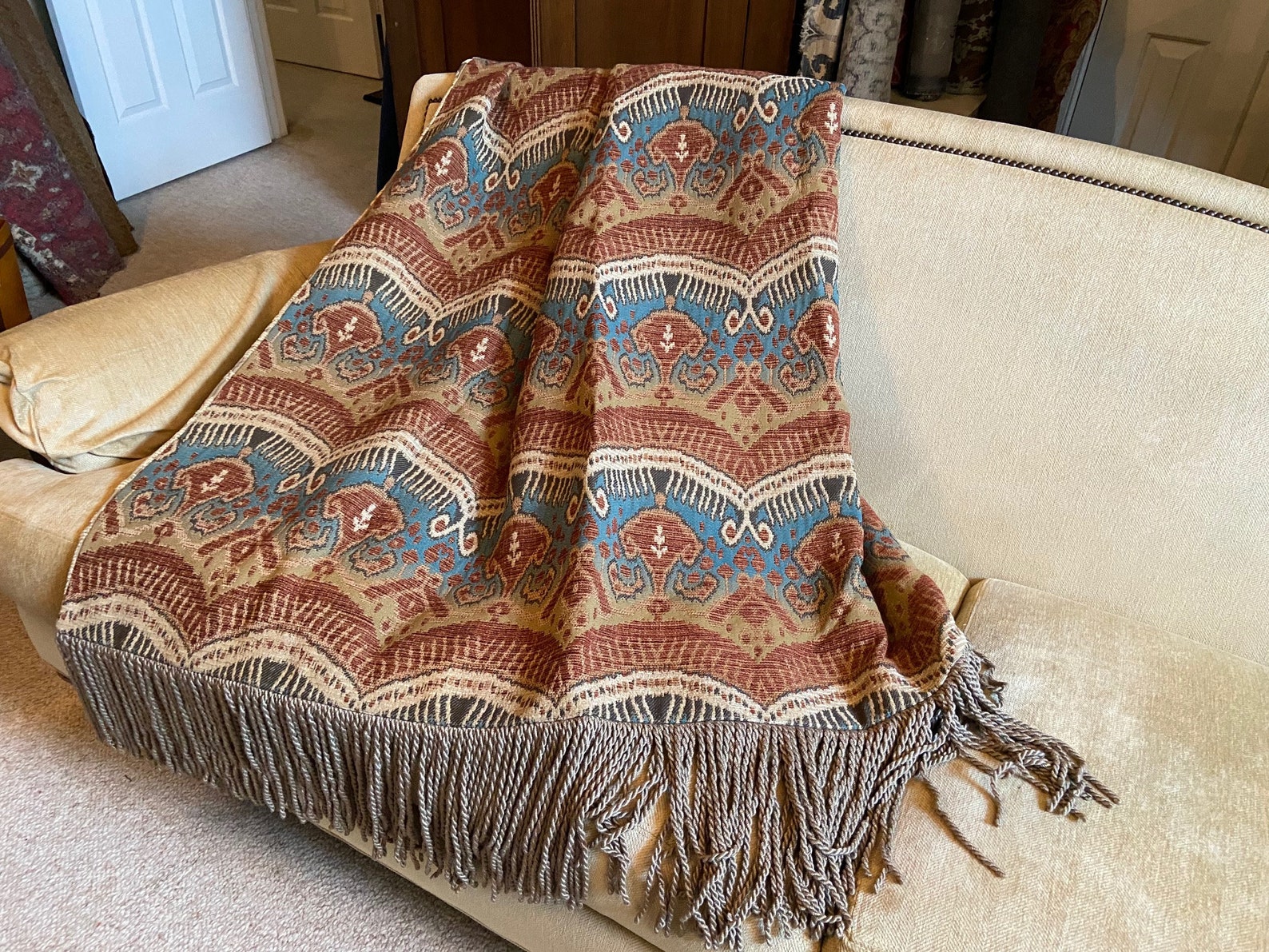 Ikat Moroccan Throw Blanket Plush Heavy Throws Designer - Etsy