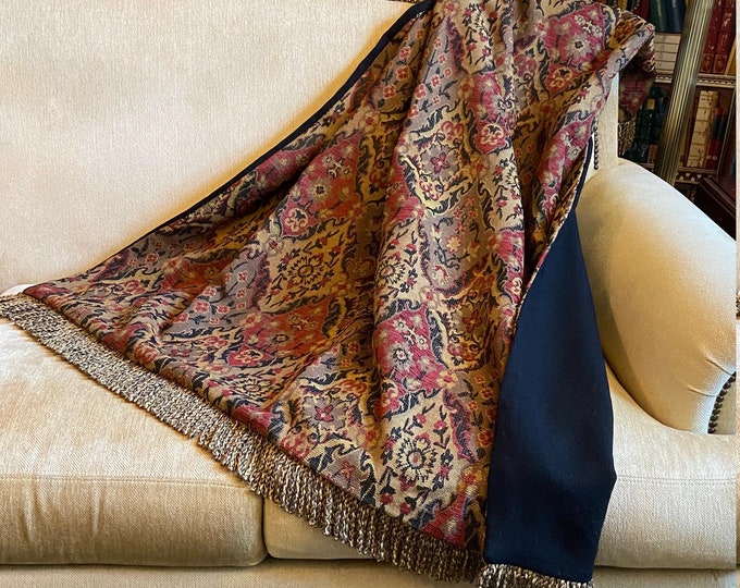 Medieval Tapestry, Old World Red Black Throw Blanket, Ancient Medallion ...