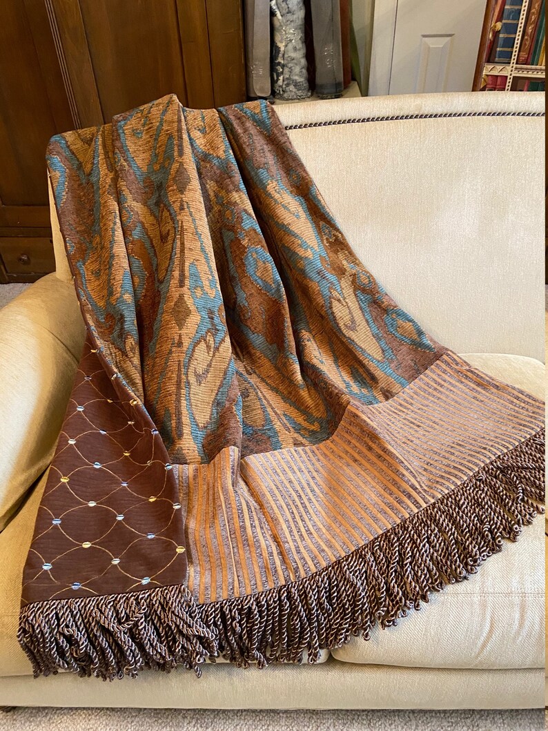 Brown Throw Blanket Custom Three Fabric Tapestry Throw - Etsy