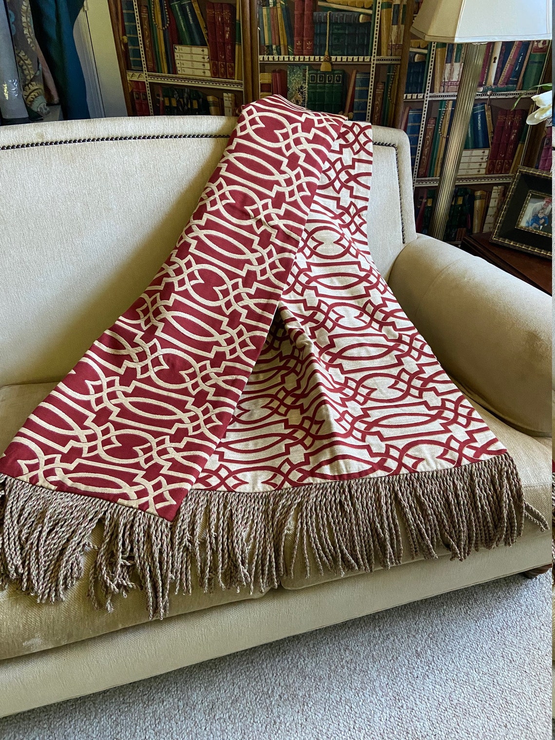 Red White Geometric Throw Blanket Medium Weight Contemporary | Etsy
