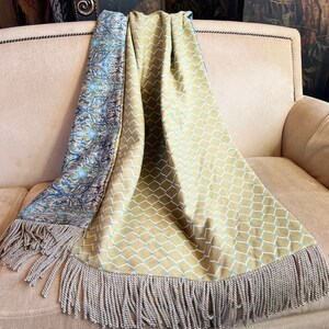 Green Blue Throw Blanket, Spring Fabric Blanket, Southern Designer ...