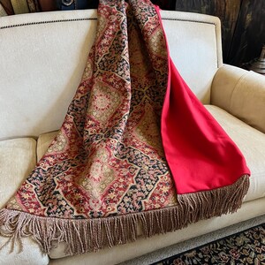 Medieval Tapestry Look Throw Blanket, Vintage Red Black Old World ...