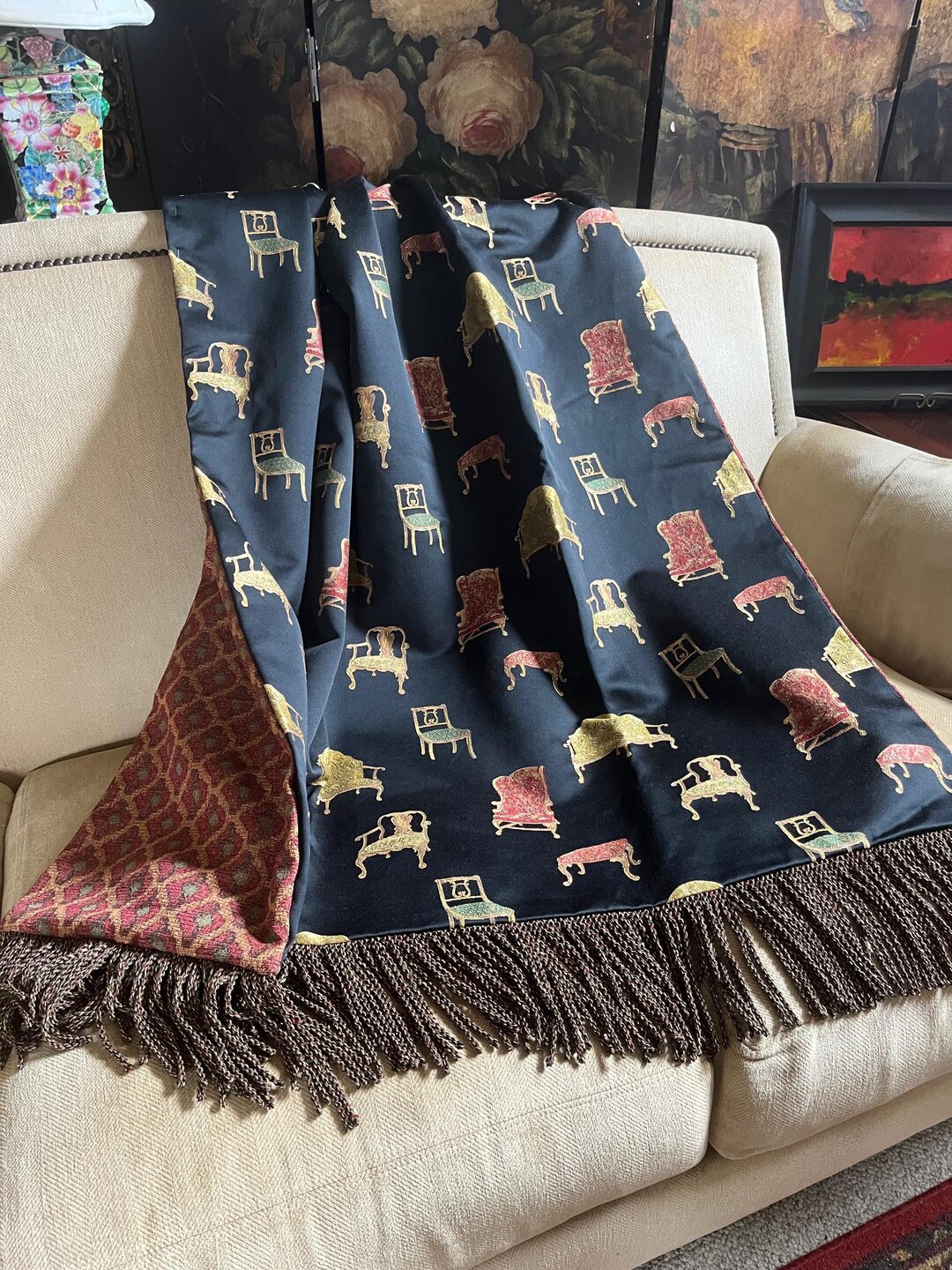 Decorative Throw Blanket, Elegant Black Red Designer Throw, Luxury Home ...