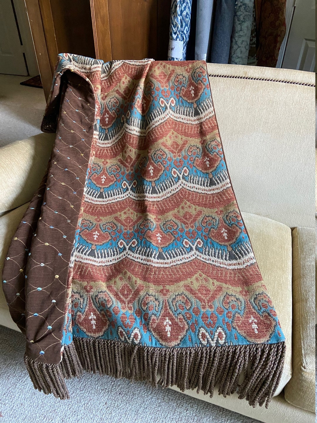 Moroccan Throw Blanket, Tribal Ethnic Bedding, Weighted Heavy Sofa ...