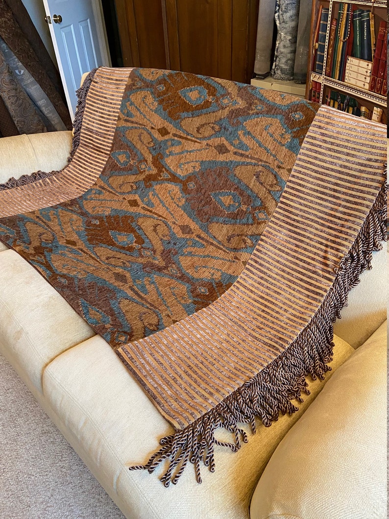 Brown Throw Blanket Custom Three Fabric Tapestry Throw - Etsy