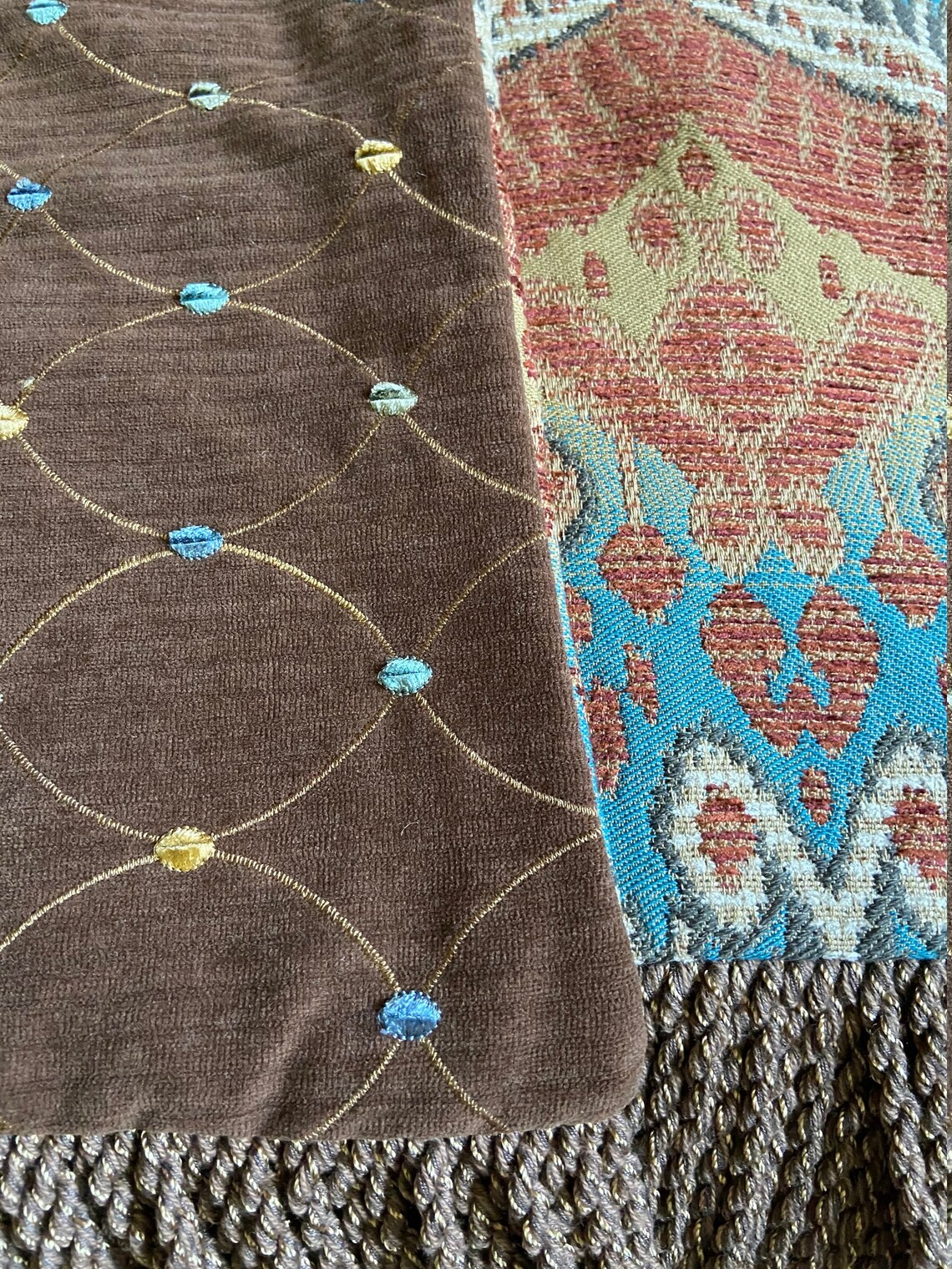 Moroccan Chenille Throw Blanket, Reversible Ikat Velvet, 52x66 Inches ...