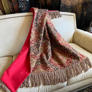 Medieval Tapestry Look Throw Blanket, Red Black Old World Design ...