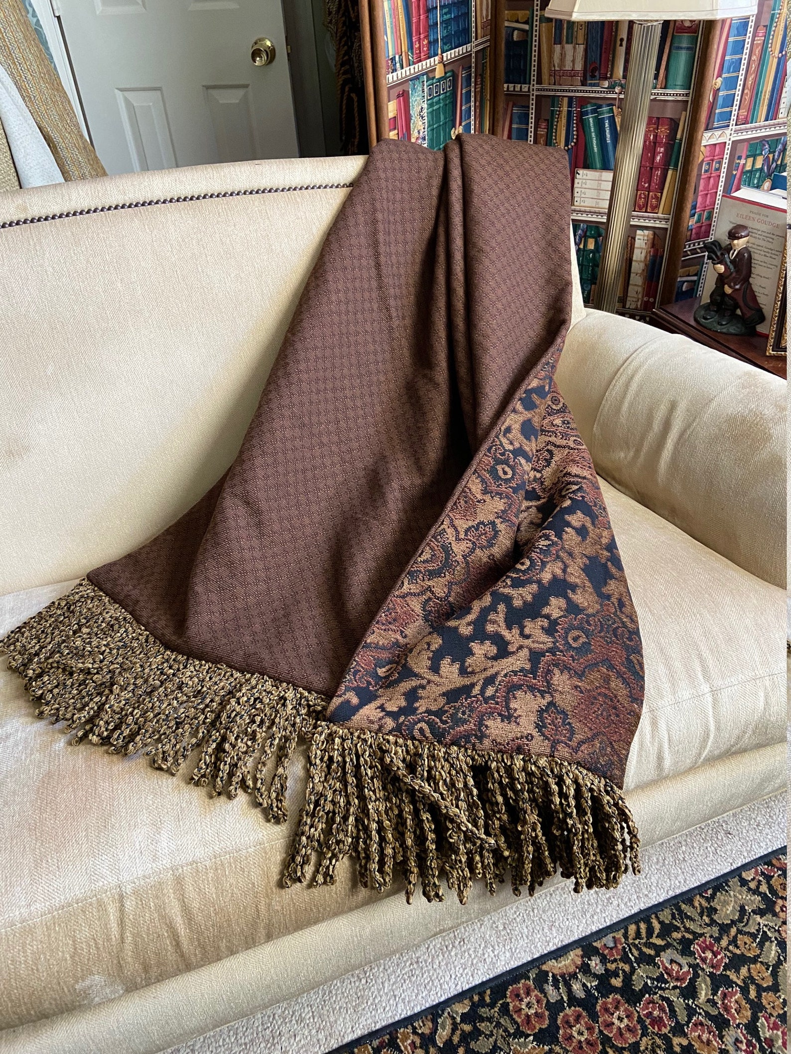 Brown Black Moroccan Tapestry Throw Blanket Wall Hanging | Etsy