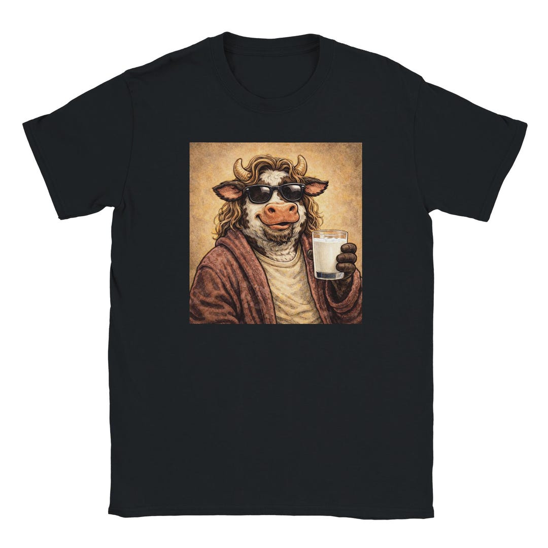 Funny Cow Dude T-shirt - the Big Lebowski Cow Parody Tee - Soft Cotton ...