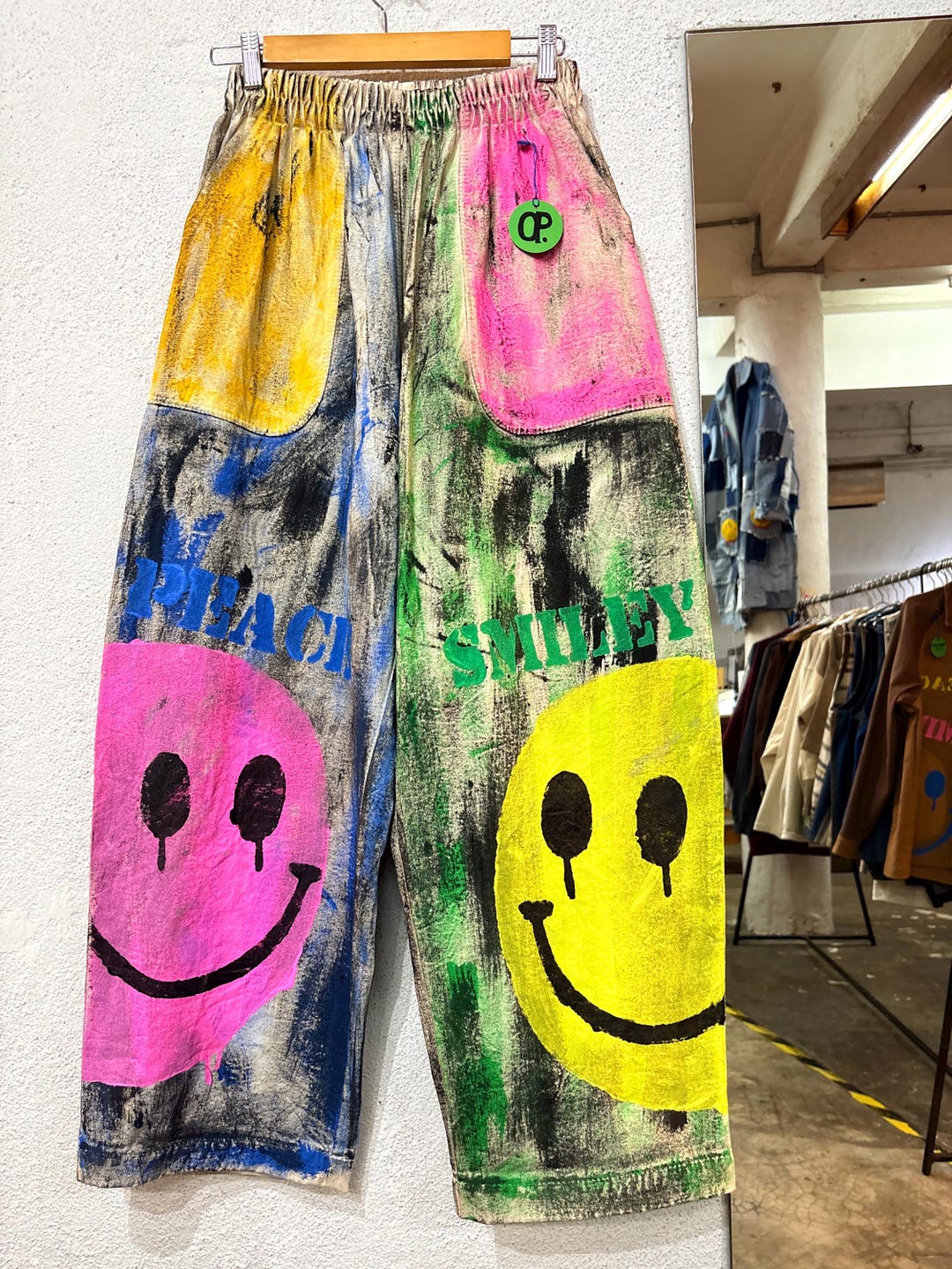 Smiley Hand Painted Canvas Balloon Style Pants - Etsy