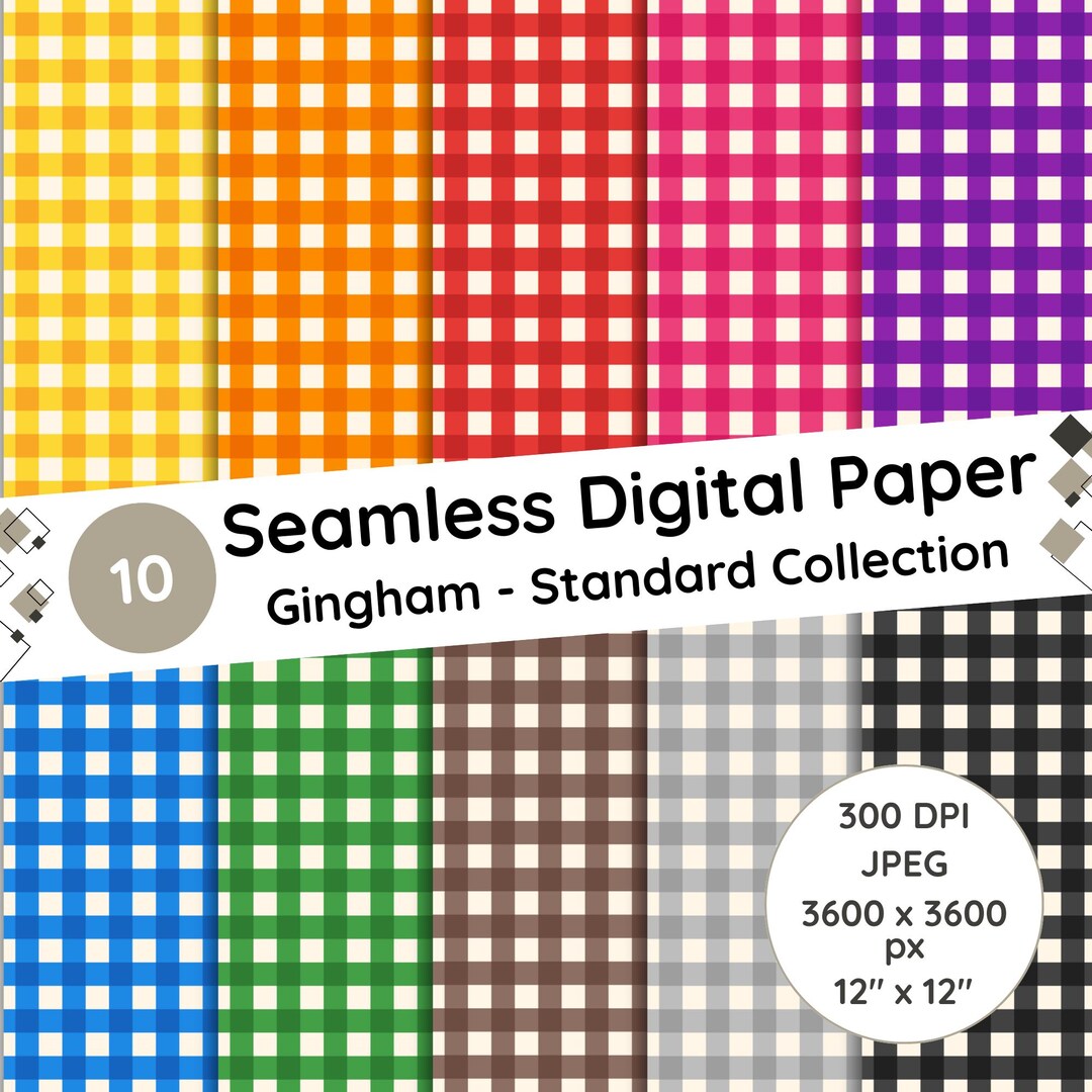 Gingham Pattern Seamless Digital Paper, Standard Classic Colours ...