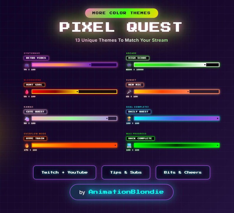 Pixel Twitch Goal Widget • Cute Pixel-art Progress Bar for Twitch and ...