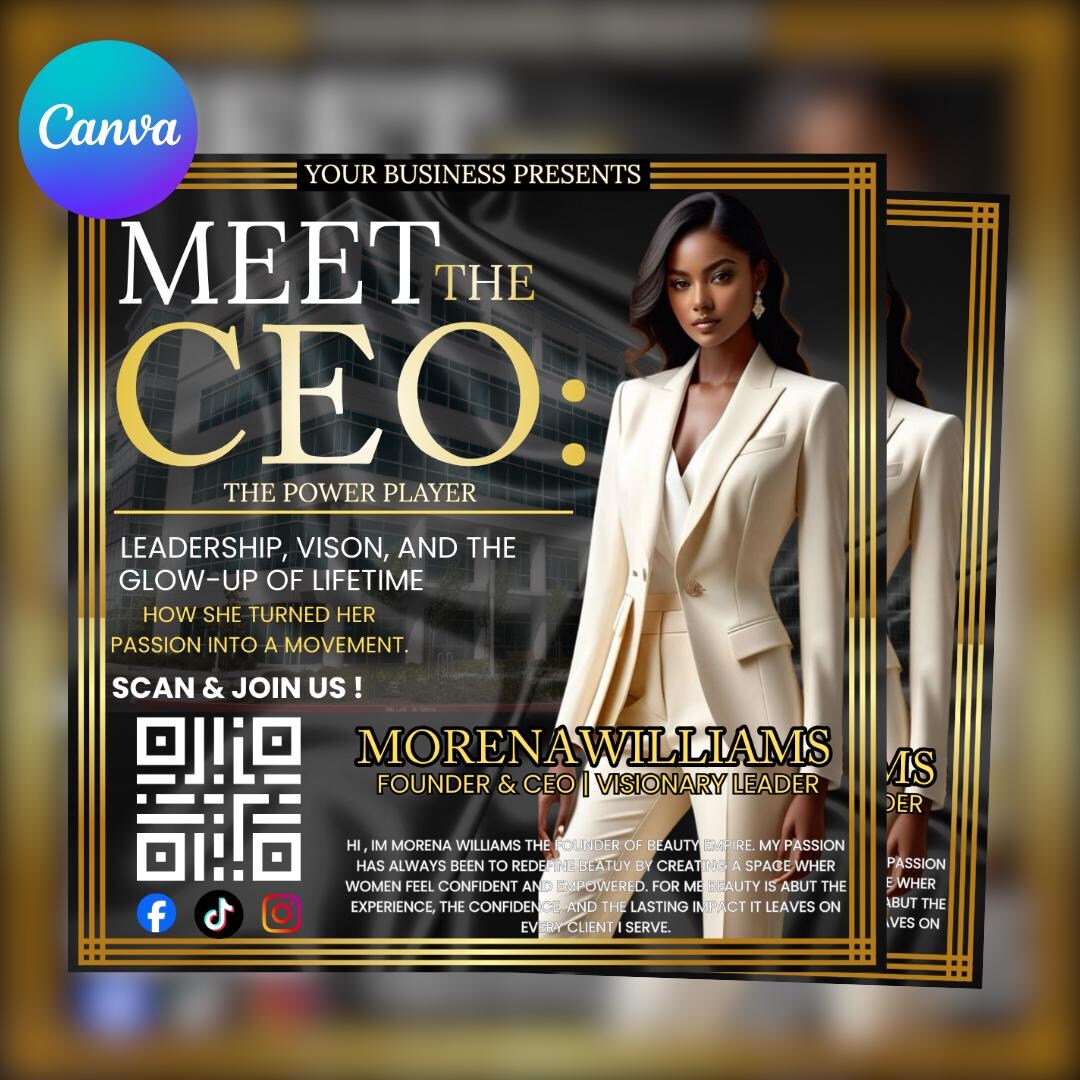 Meet the CEO Flyer Template, Women in Business Branding, Magazine Cover ...