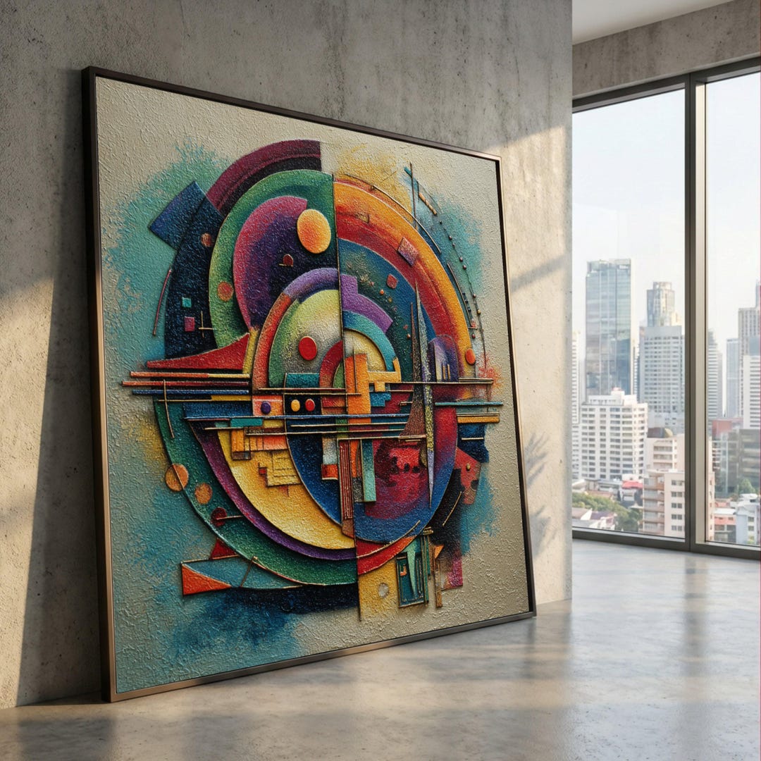 Geometric Abstract Canvas Art, Modern Circular Design - Etsy