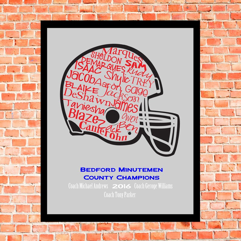 Custom Football Helmet Typography Personalized Word Art - Etsy
