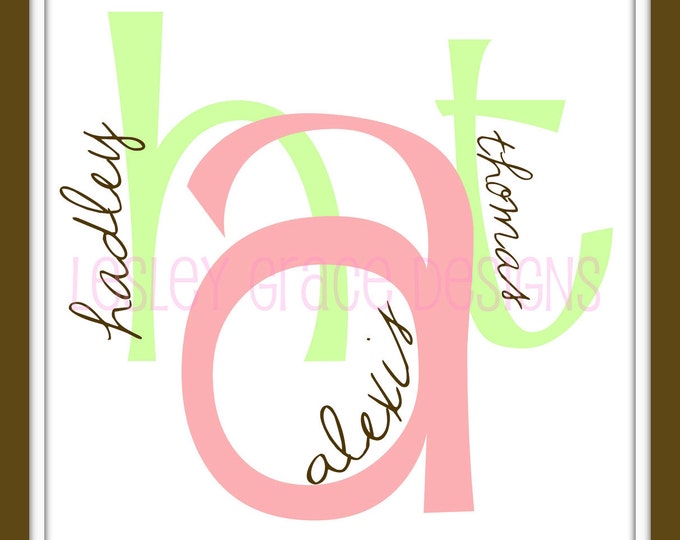 Children's Custom Monogram, Typography Art,11x14, Digital Print - Etsy