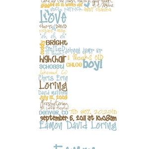 Children's Custom Monogram Typography Art 11x14 Digital - Etsy