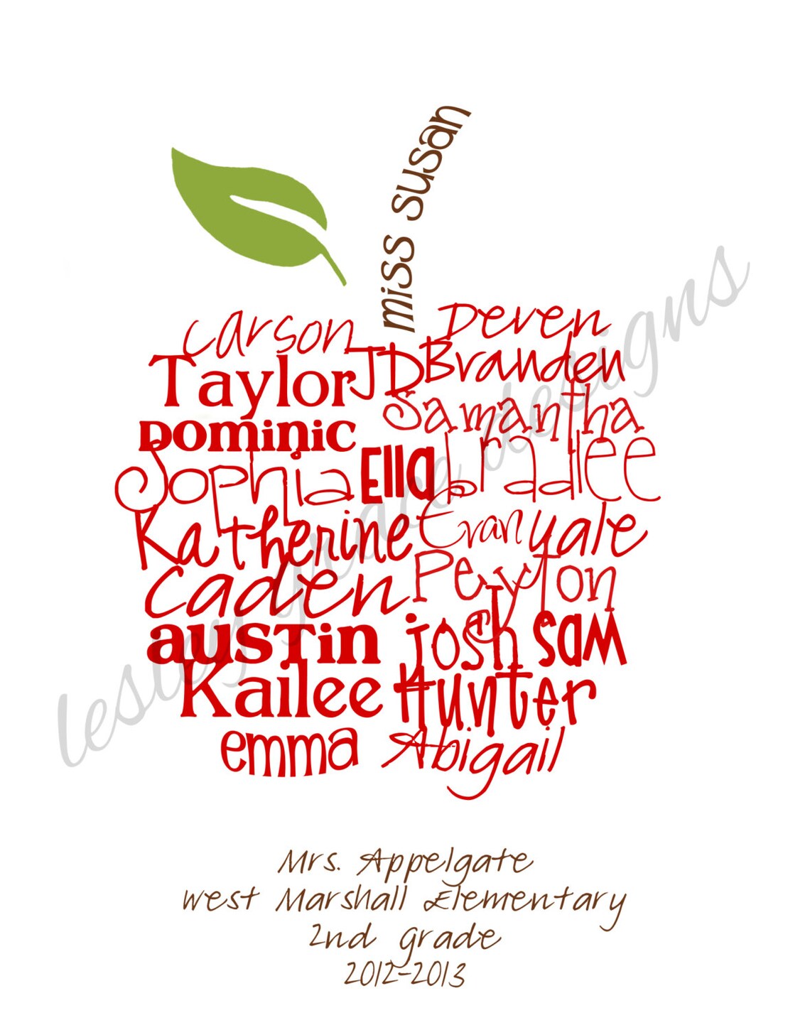 PRINTABLE Teacher Apple Art Print Typography Art - Etsy