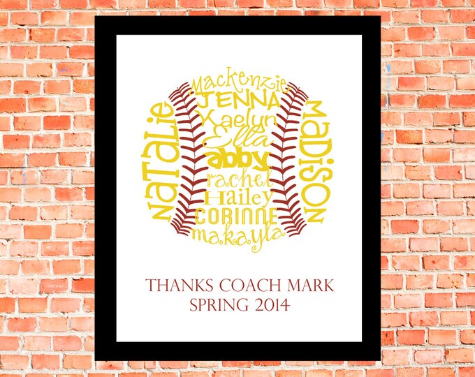 Custom Softball Design | Typography Art | Word Art | Sports | Coach ...