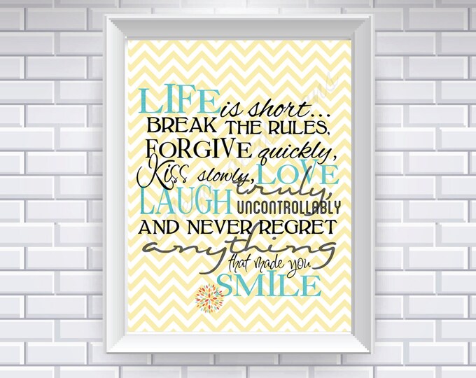 Life is Short... Typography Art, 11x14 - Etsy
