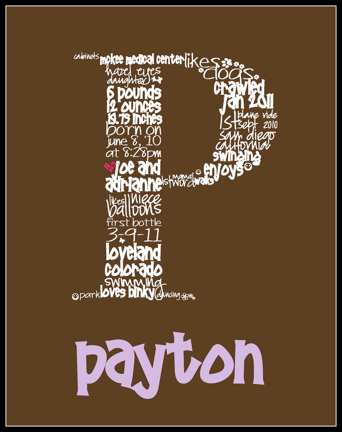 Children's Custom Monogram Typography Art 11x14 Digital - Etsy