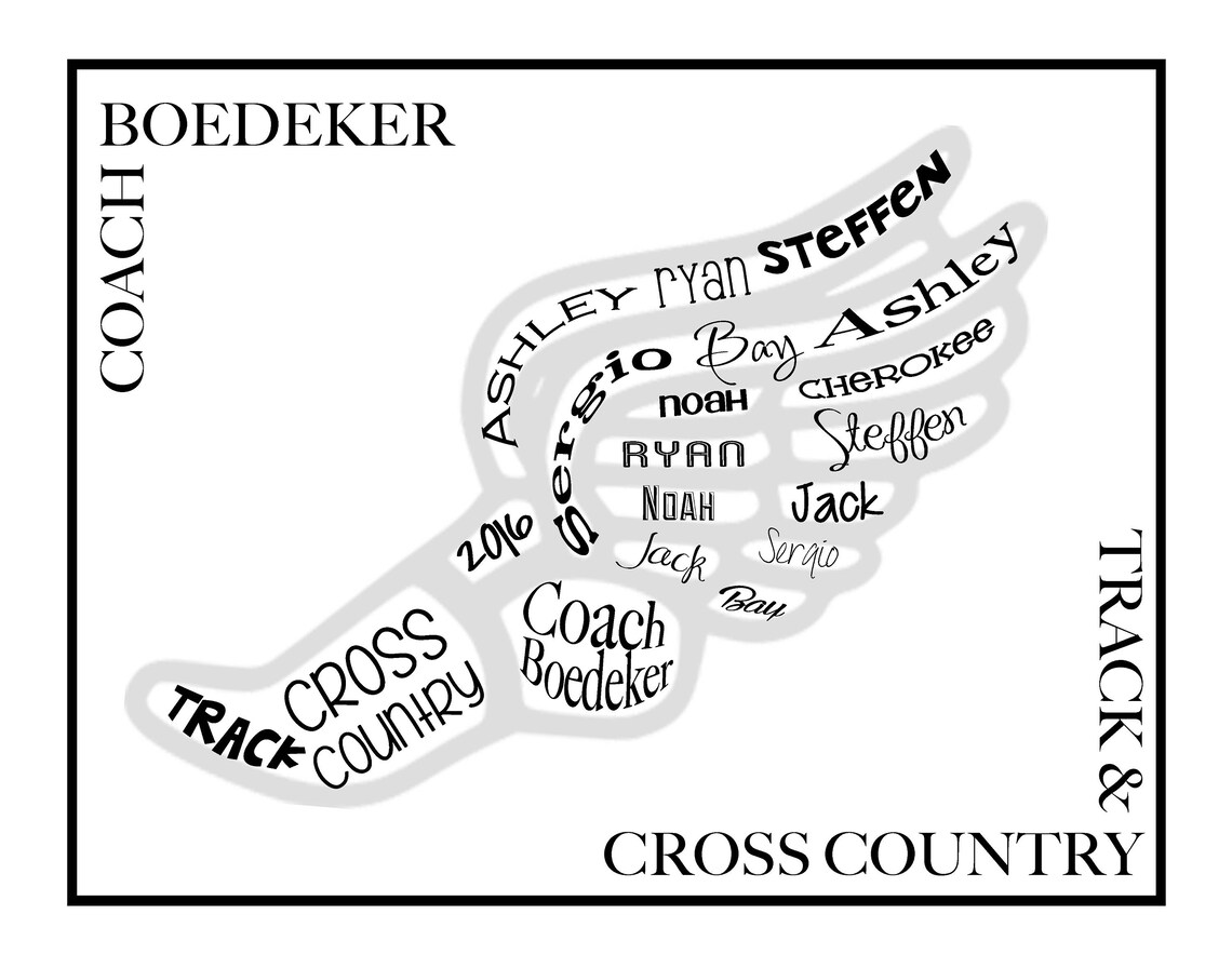 Custom Track and Field Art Typography Personalized Word - Etsy