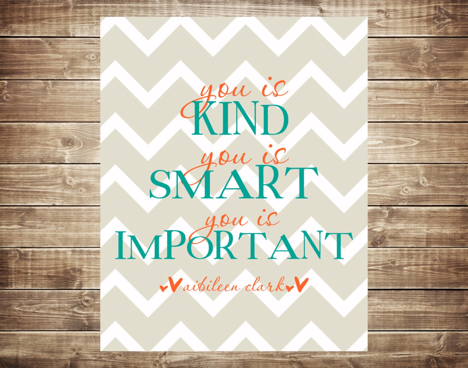 You is Kind You is Smart You is Important... Typography Art - Etsy