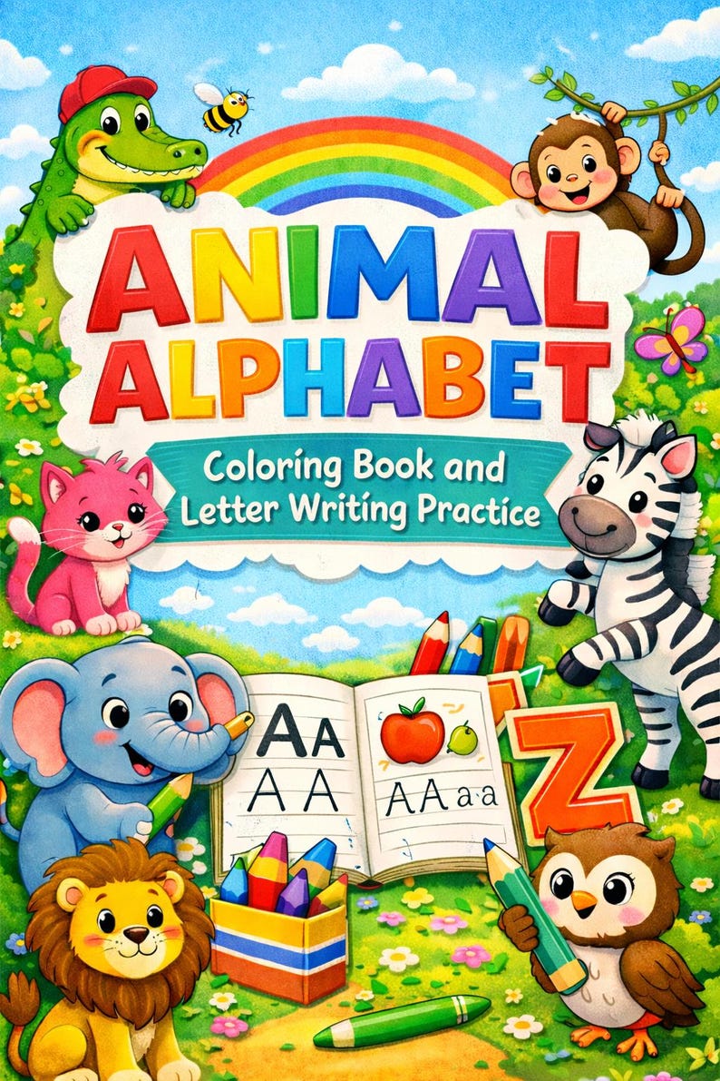 Coloring Book - Alphabet With Animals - Etsy