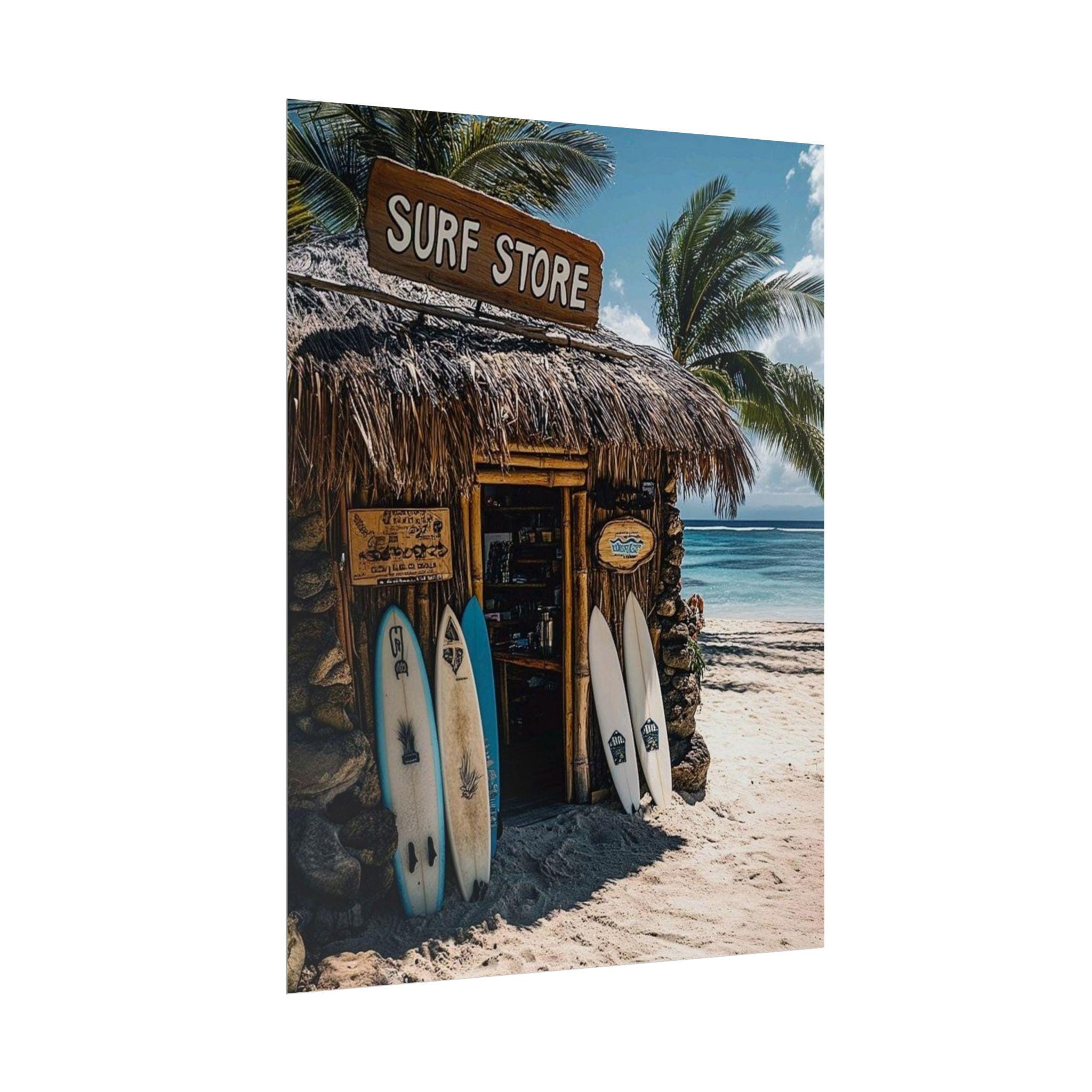 Surf Shop Beach Shack Rolled Poster | Surf Store Vintage Coastal Print ...