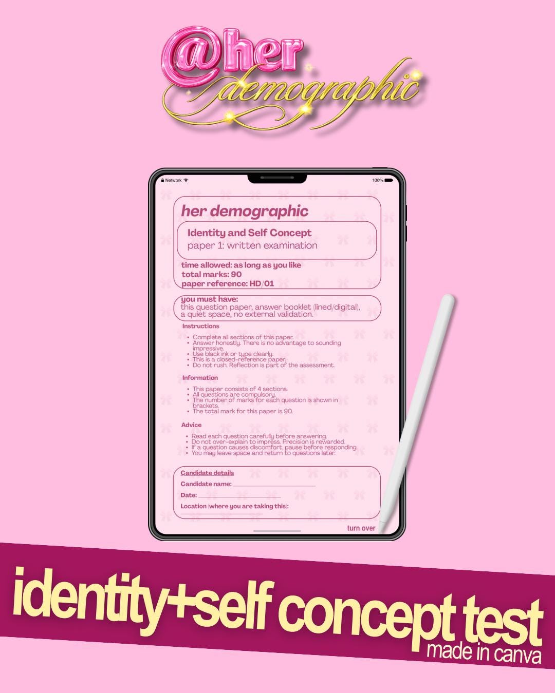 Self-concept Test | 90-mark Identity Audit (digital PDF) | Identity and ...