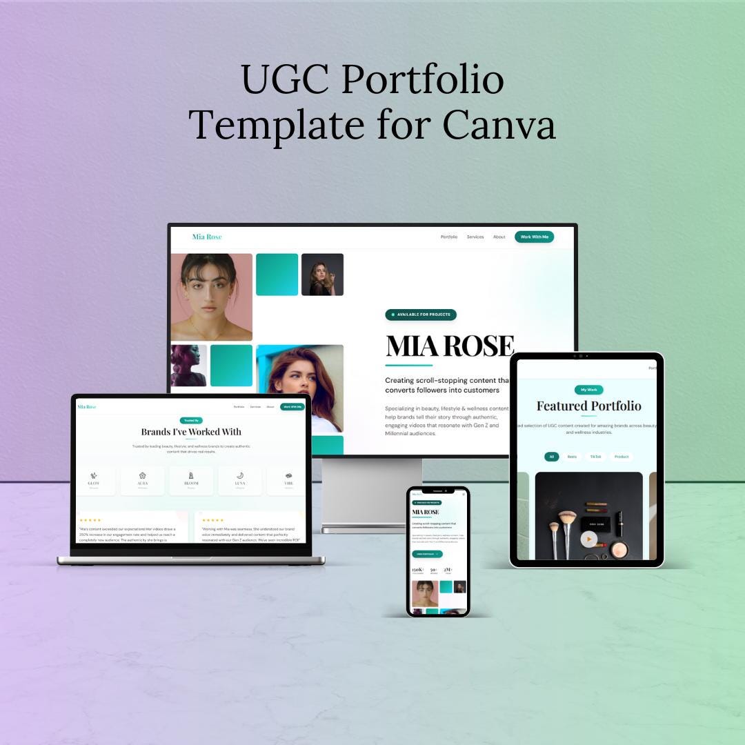 Modern Canva Website Template for UGC Portfolios - Professional Creator ...