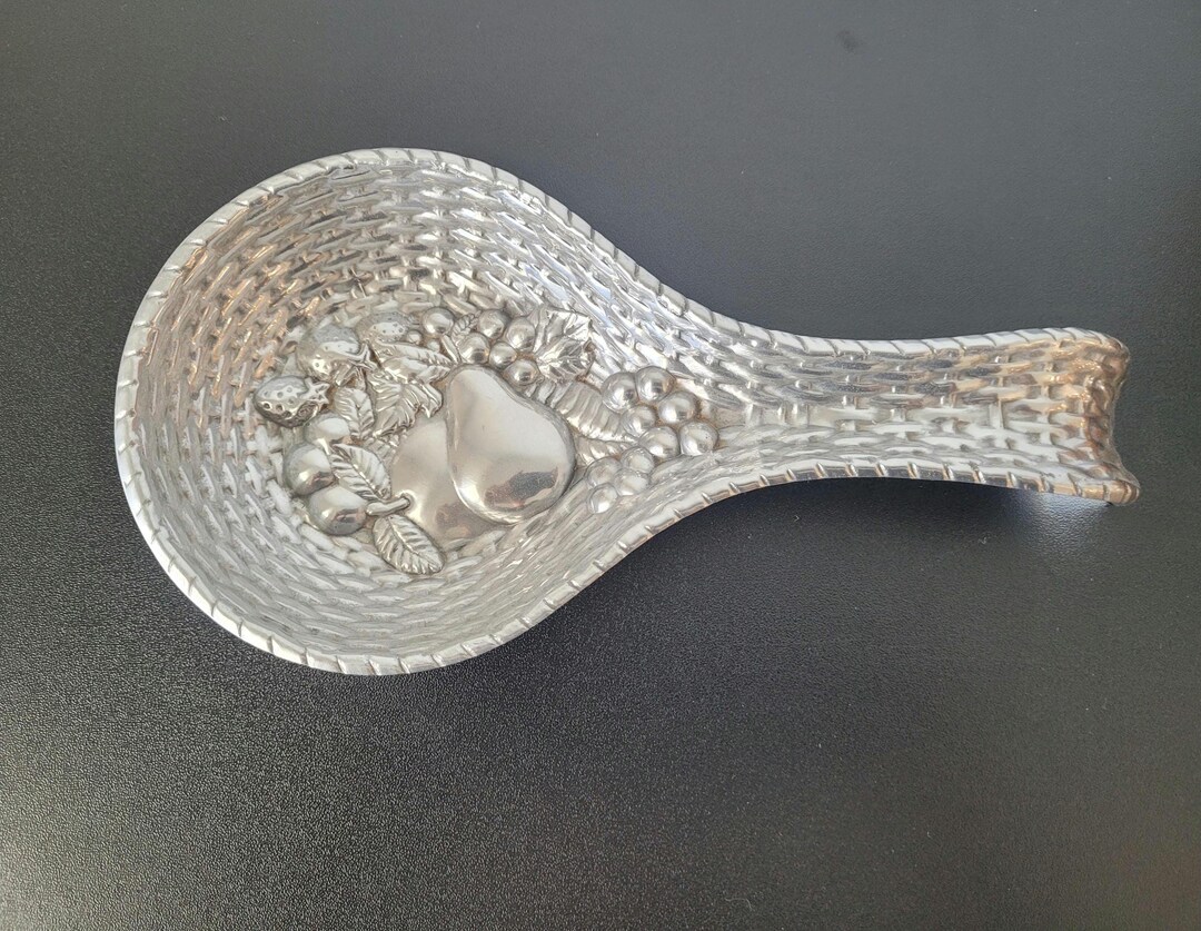Silver Spoon Rest Gorham Country Terrence Vintage Pewter Spoon Rest ...
