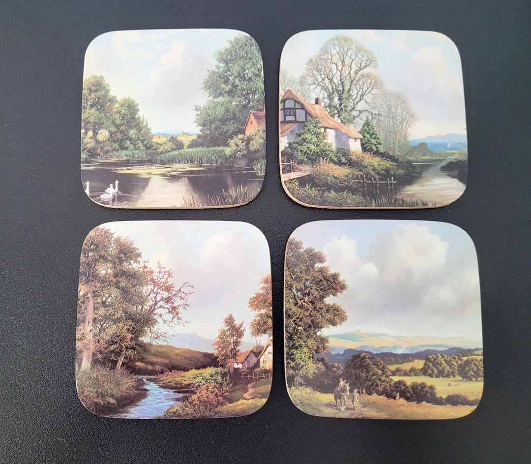 Vintage Manor Craft Coasters Cork Set of 4 Landscape Mcdougall Dodds ...