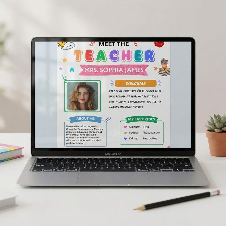 Meet the Teacher Template | Editable Canva Teacher Introduction | Back ...