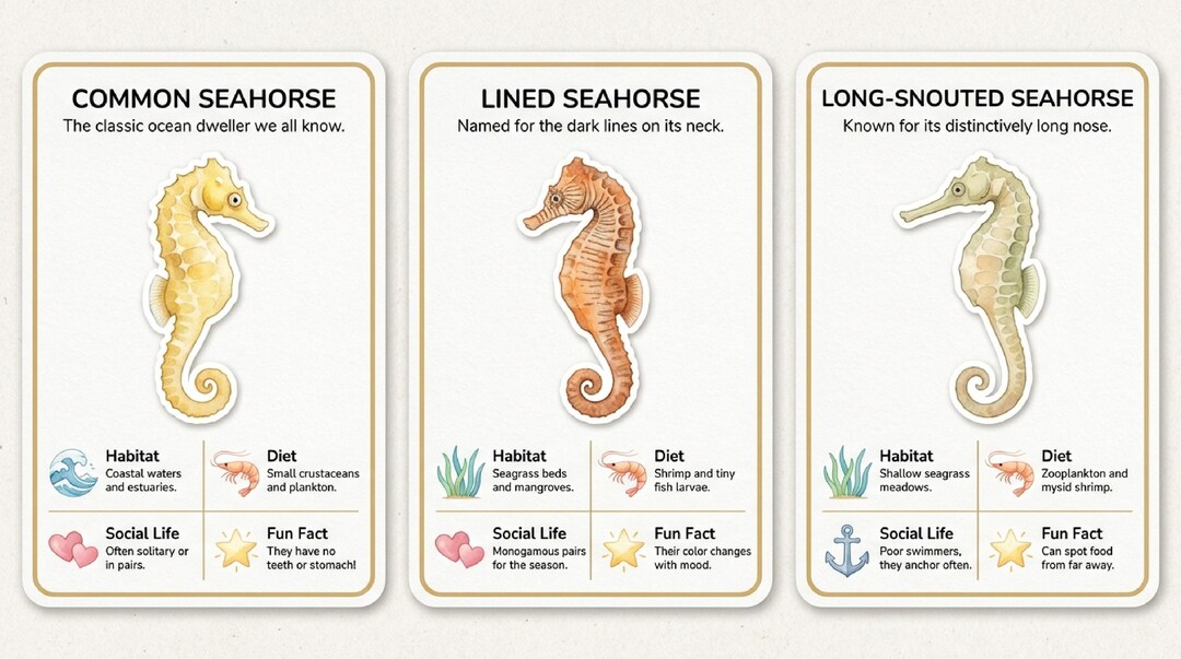 Seahorse Species Printable Flashcards | 30 Ocean Creatures Guide ...
