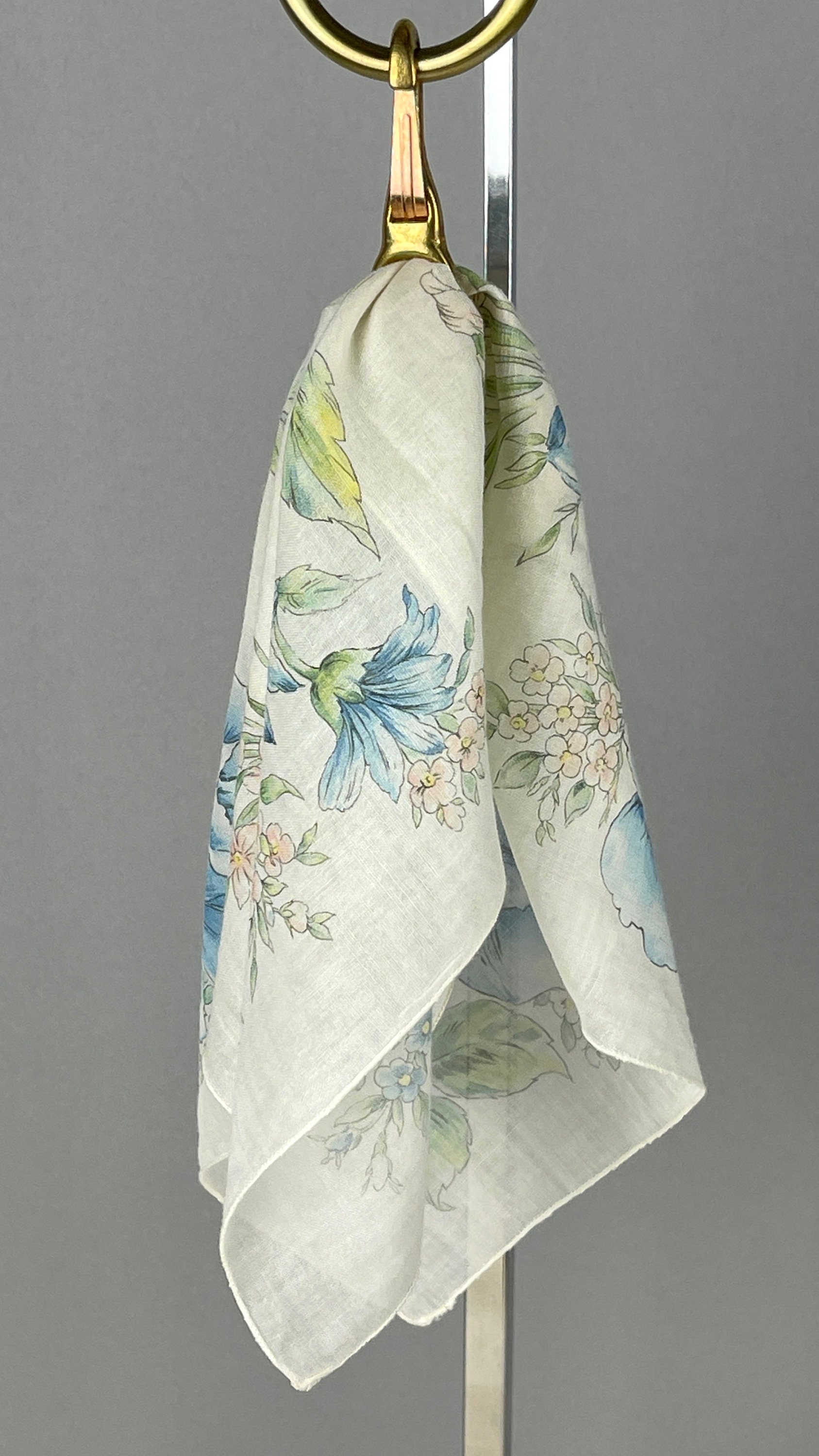 Vintage 1950s Sheer Soft Cotton Handkerchief Bag Charm W/ Solid Brass ...