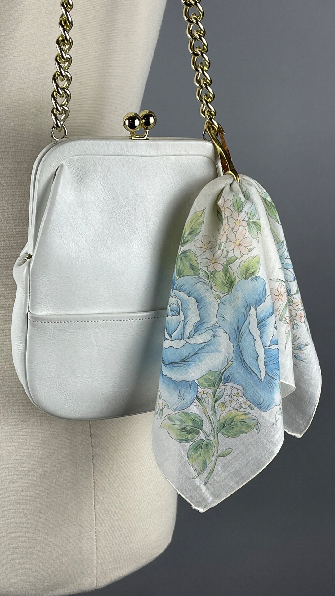 Vintage 1950s Sheer Soft Cotton Handkerchief Bag Charm W/ Solid Brass ...