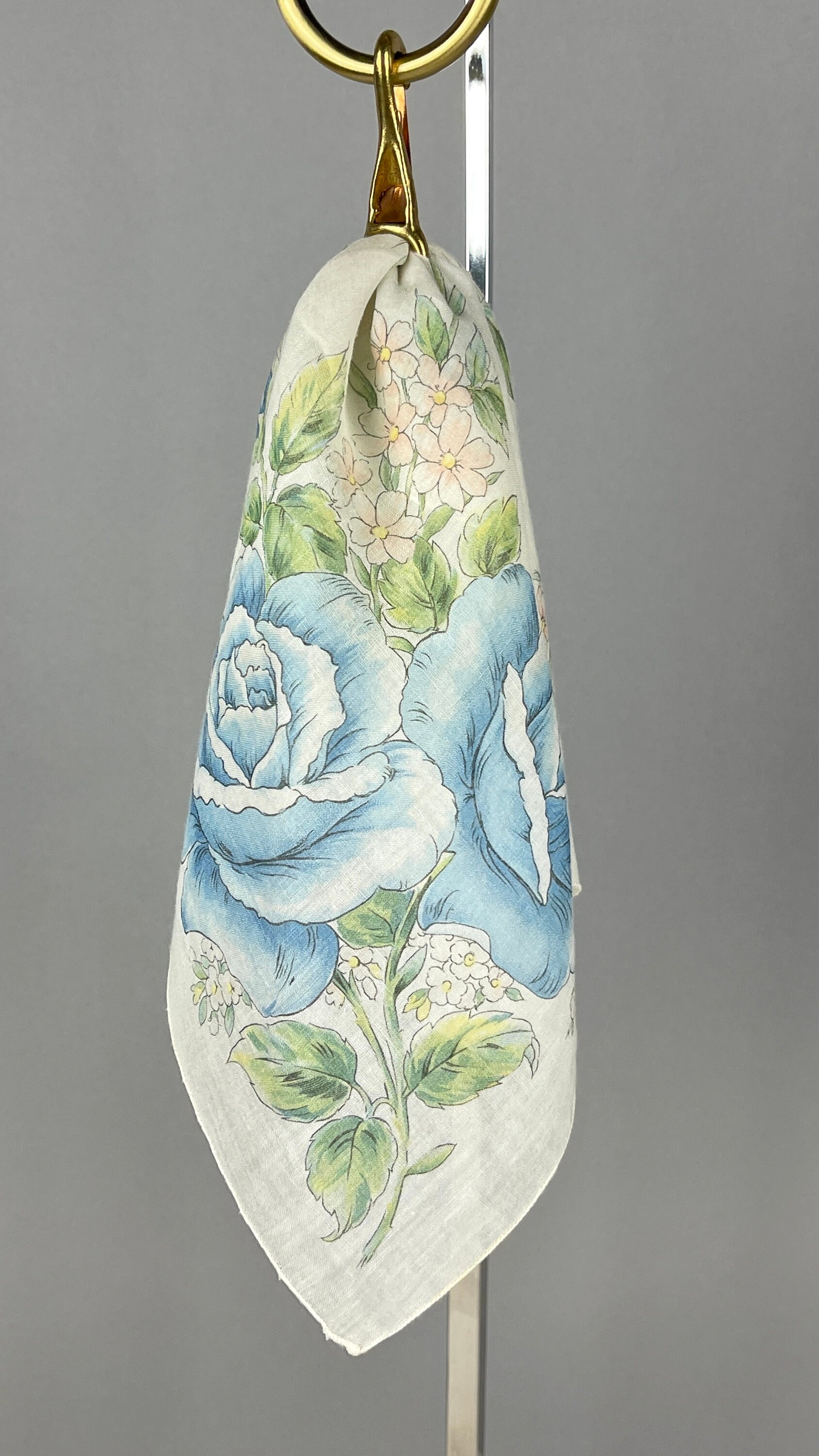 Vintage 1950s Sheer Soft Cotton Handkerchief Bag Charm W/ Solid Brass ...