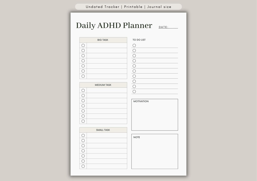 ADHD Daily Planner Printable, Daily Planner, Printable Planner, ADHD ...