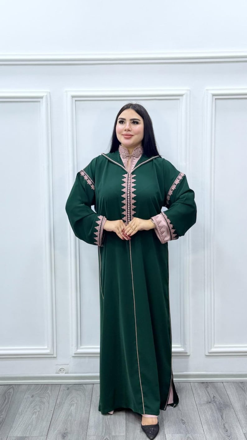 Modern Moroccan Djellaba for Women - Elegant Hooded Caftan With ...