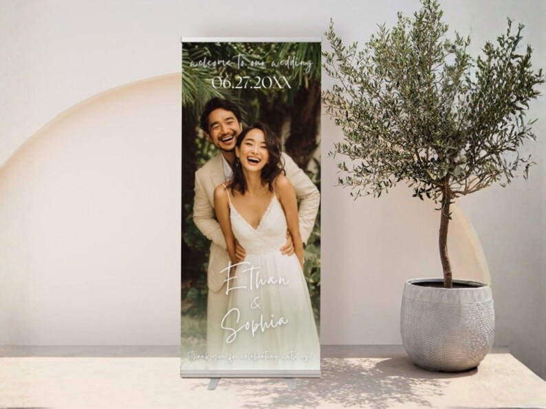 Editable Wedding Welcome Banner Retractable Newly Weds Photo Poster ...