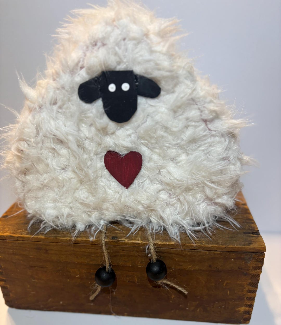 Handmade Fluffy Sheep Decor | Rustic Farmhouse Shelf Sitter | Country ...